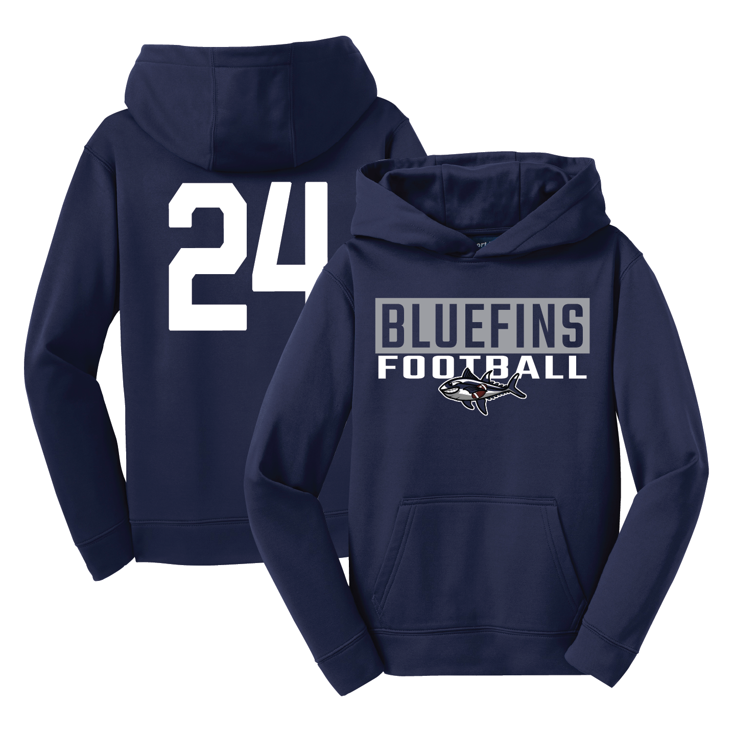 Lower Cape Bluefins - Youth Sport-Wick® Fleece Hooded Pullover - Block ...